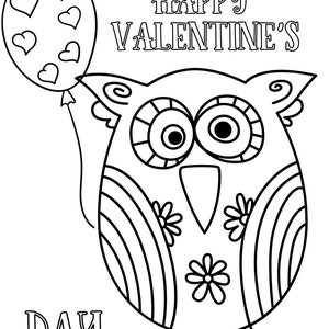 Valentine's Day Coloring Pages Owls - Etsy