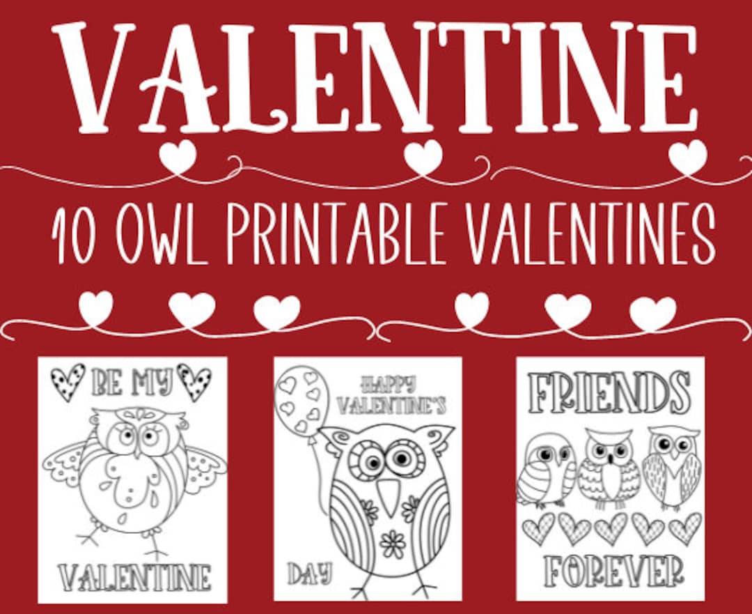 10 Owl Printable Valentines for Classroom Parties - Etsy