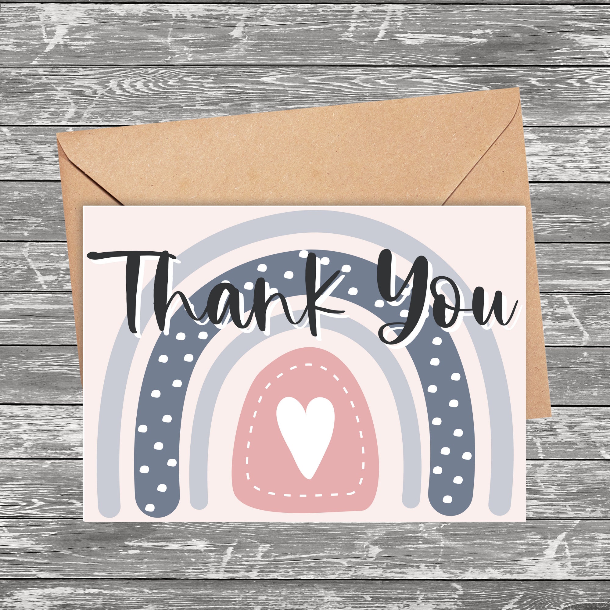 Boho Rainbow Thank You Printable Card and PNG Digital Design - Etsy