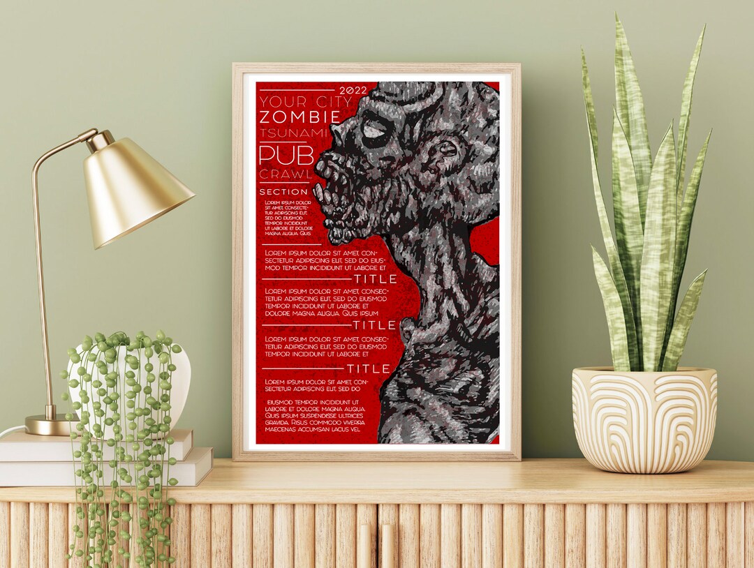 Zombie Pub Crawl Poster Template Files Editable Flyer Template for Bar ...