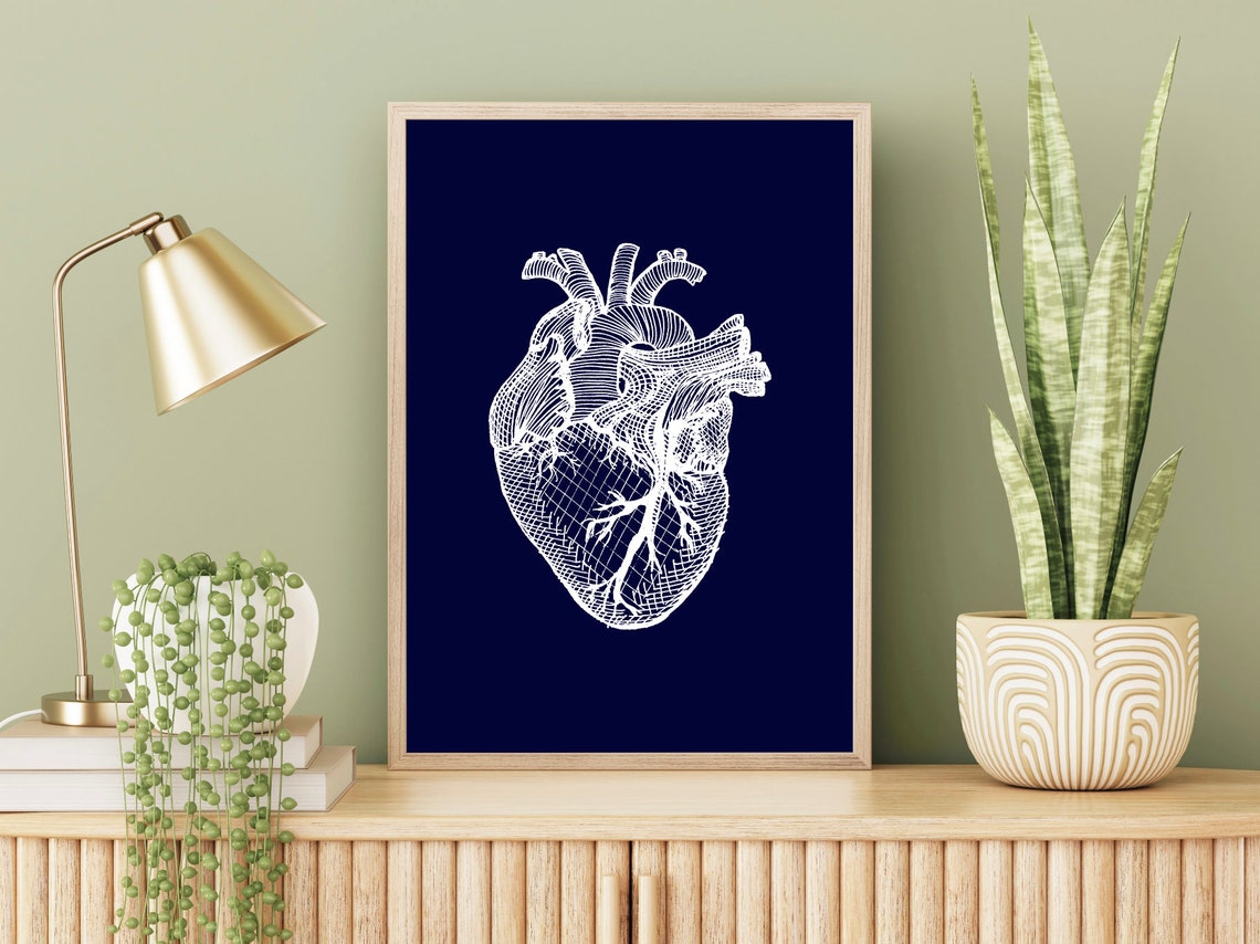 24x36" Hand Drawn Heart Digital Poster Download | Unique Gifts for ...