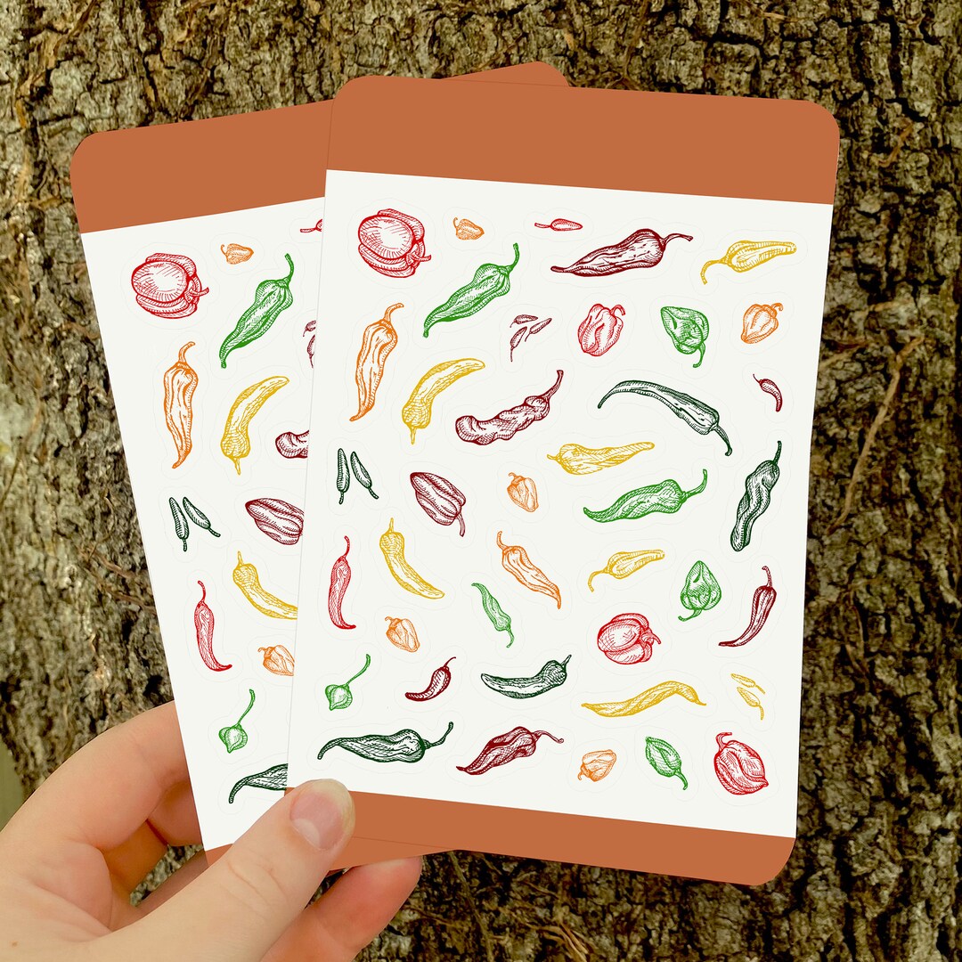 Hand-drawn Hot Pepper Sticker Sheet | 4x6 Digital Download | Perfect ...