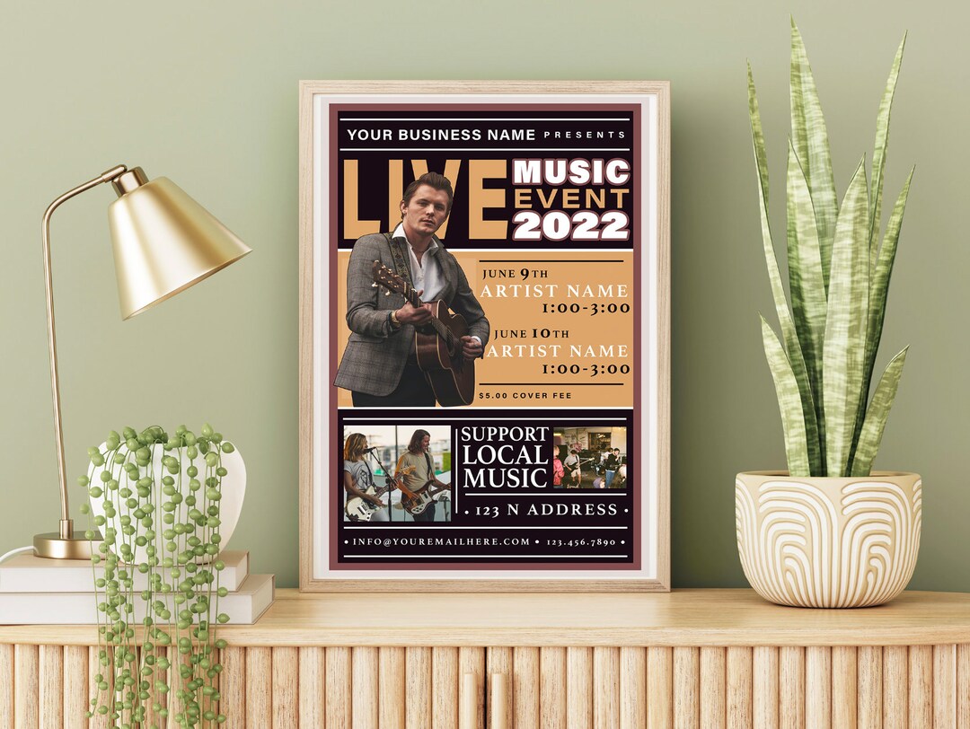 Live Musik Festival Poster Vorlage lokaler Musikflyer bearbeitbare ...