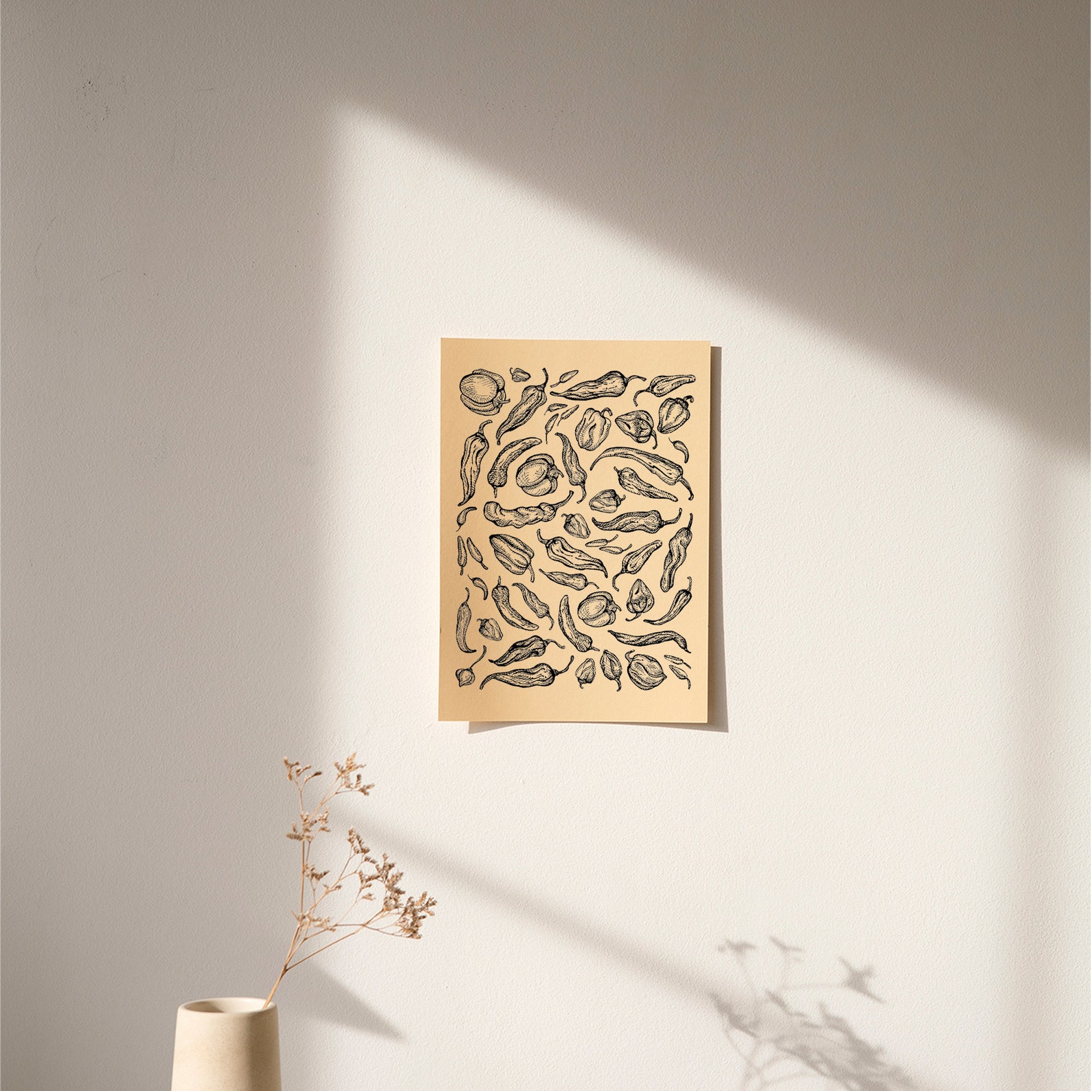 Hand-drawn Hot Pepper Digital Print | Hot Pepper Lovers | Pepper Gifts ...