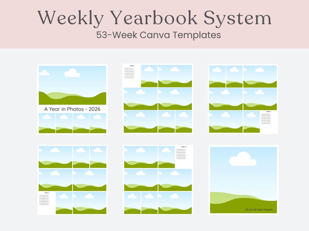 53-week Weekly Yearbook System | Canva Templates - Etsy