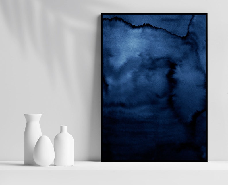 Dark Blue Abstract Print Printable Wall Art Abstract - Etsy