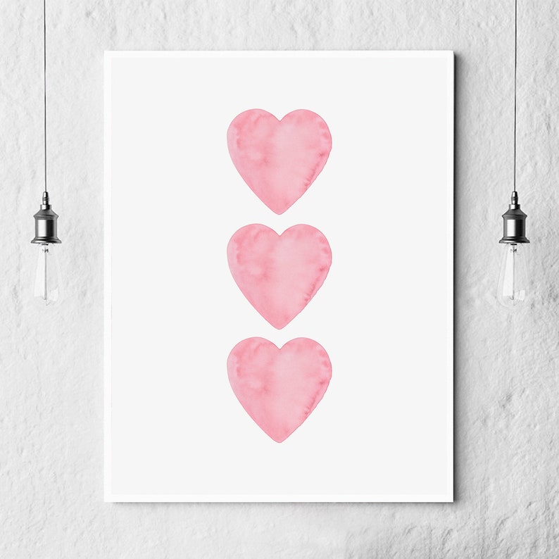 Pink Heart Print Set of 3 Prints Love Printable Wall Art - Etsy