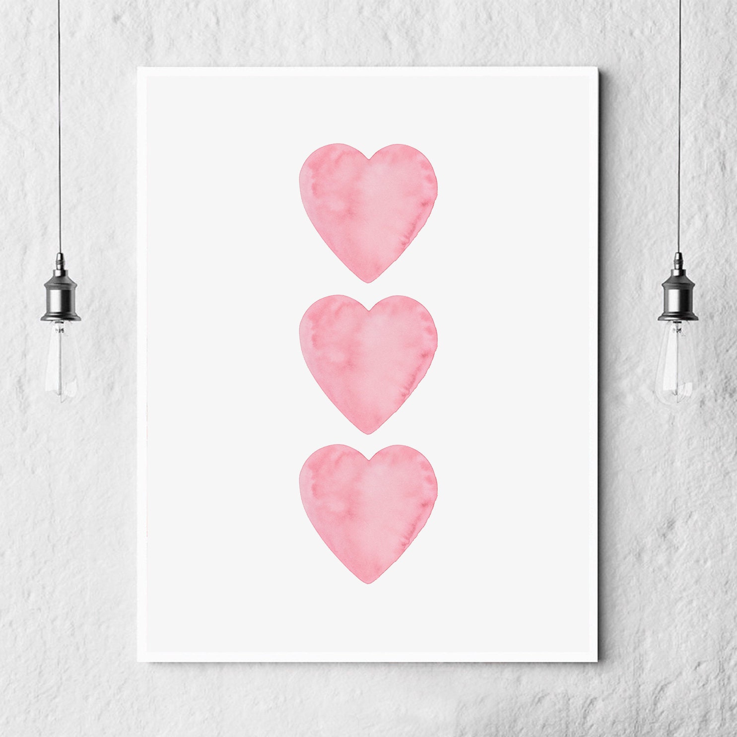 Pink Heart Print Set of 3 Prints Love Printable Wall Art - Etsy