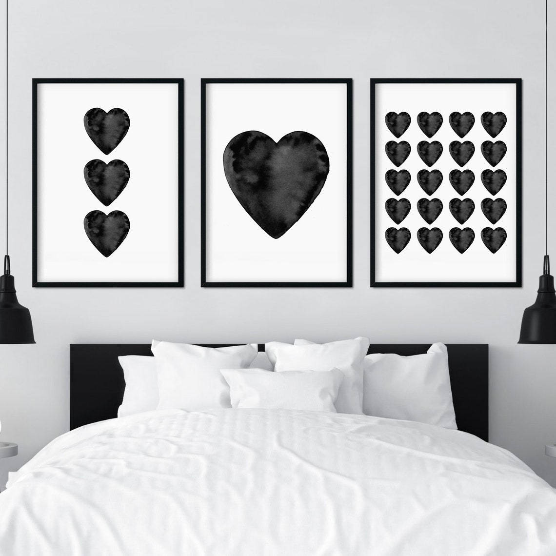 Set of 3 Prints Love Heart Printable Wall Art Printable Love - Etsy