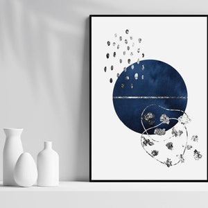 Navy Blue Abstract Print Watercolor Printable Wall Art - Etsy