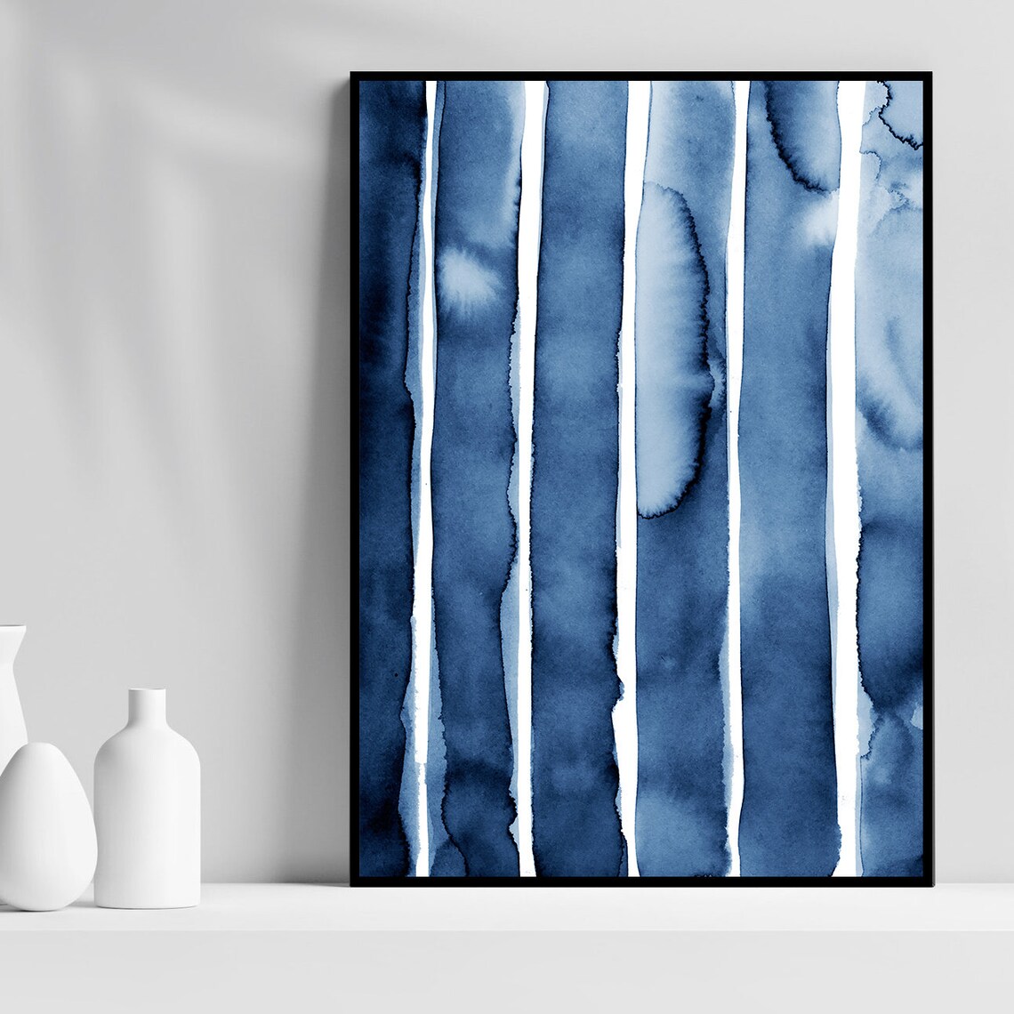 Blue Abstract Art Print Printable Wall Art Watercolor - Etsy