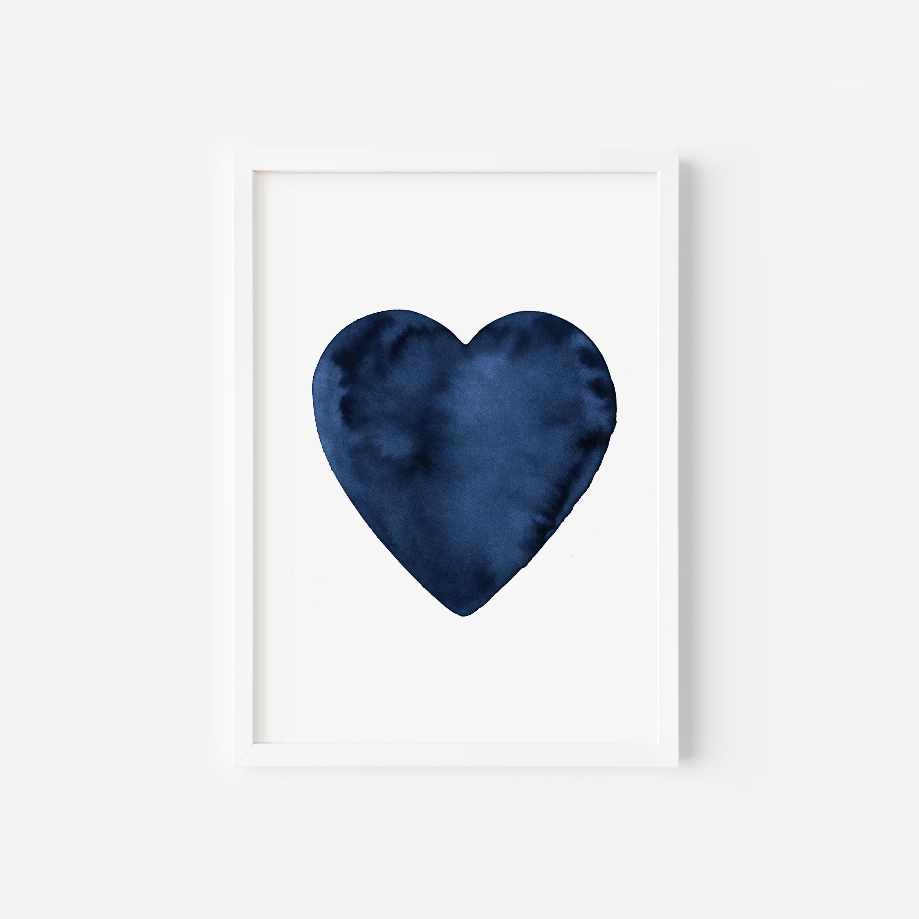 Navy Blue Heart Print, Love Printable Wall Art, Watercolor Hearts ...
