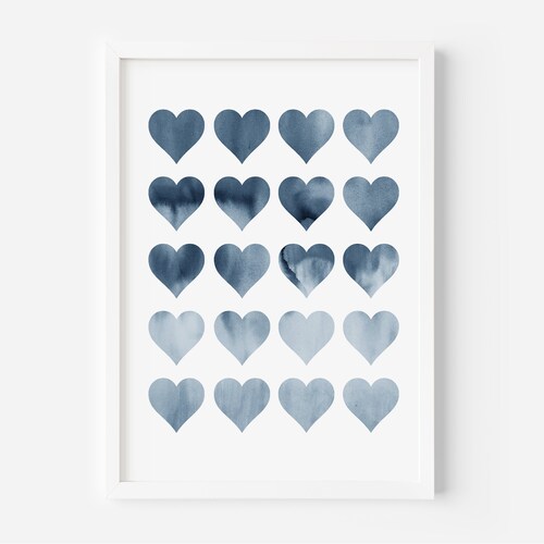 Navy Blue Heart Print Mothers Day Gift Love Printable Wall | Etsy