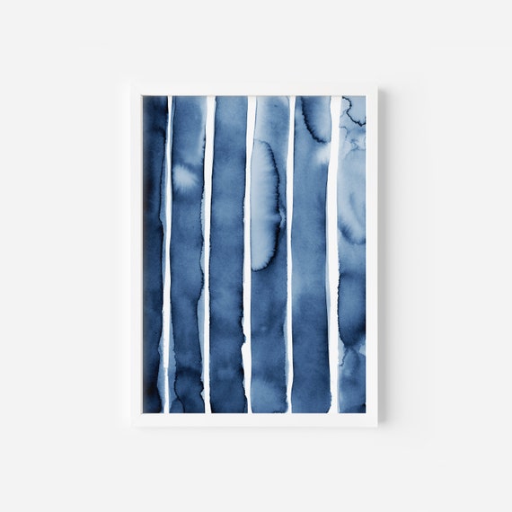 Blue Abstract Art Print Printable Wall Art Watercolor | Etsy