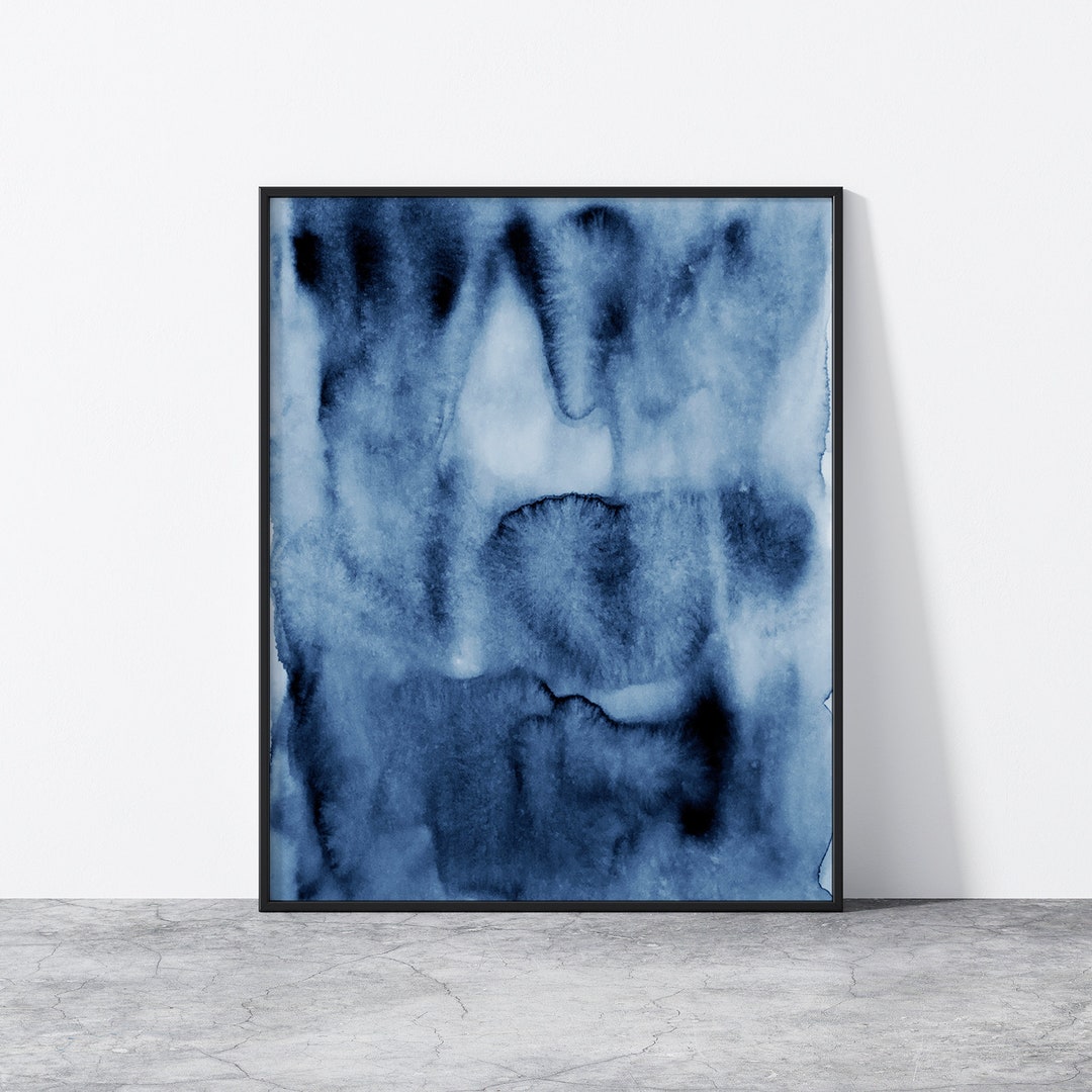 Large Navy Blue Abstract Print, Printable Wall Art, Contemporary ...