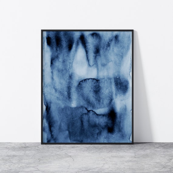 Large Navy Blue Abstract Print Printable Wall Art | Etsy