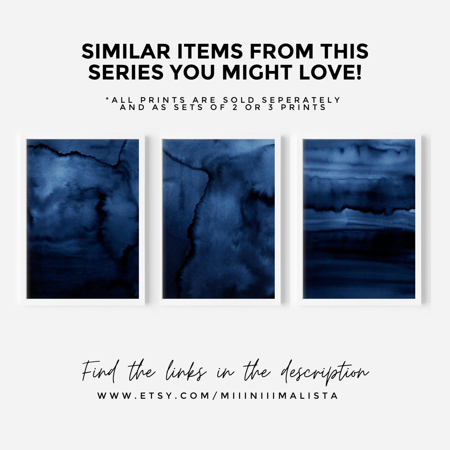 Navy Blue Abstract Print, Watercolor Printable Wall Art, Blue Wall ...