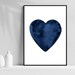 Navy Blue Heart Print, Love Printable Wall Art, Watercolor Hearts ...