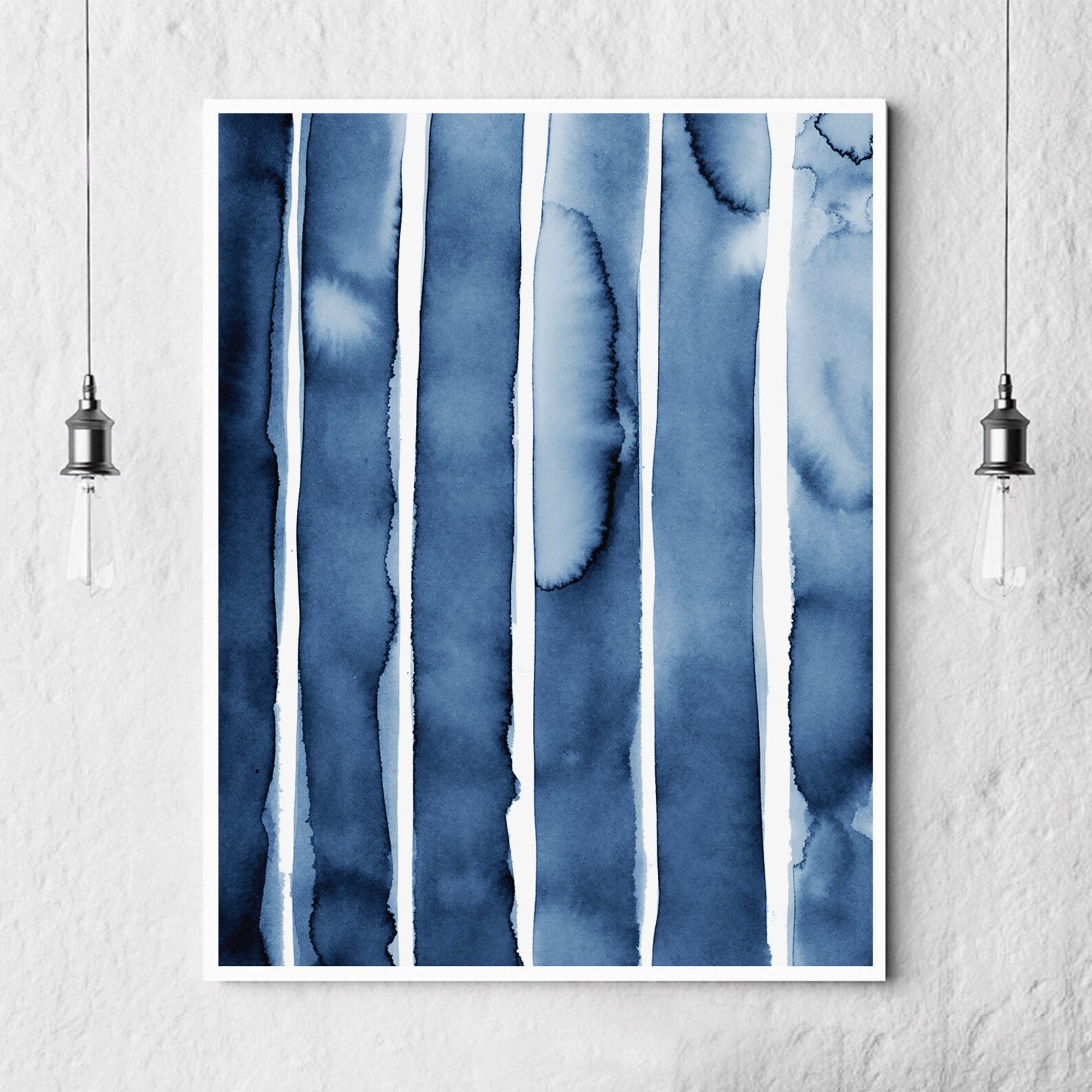 Blue Abstract Art Print Printable Wall Art Watercolor - Etsy