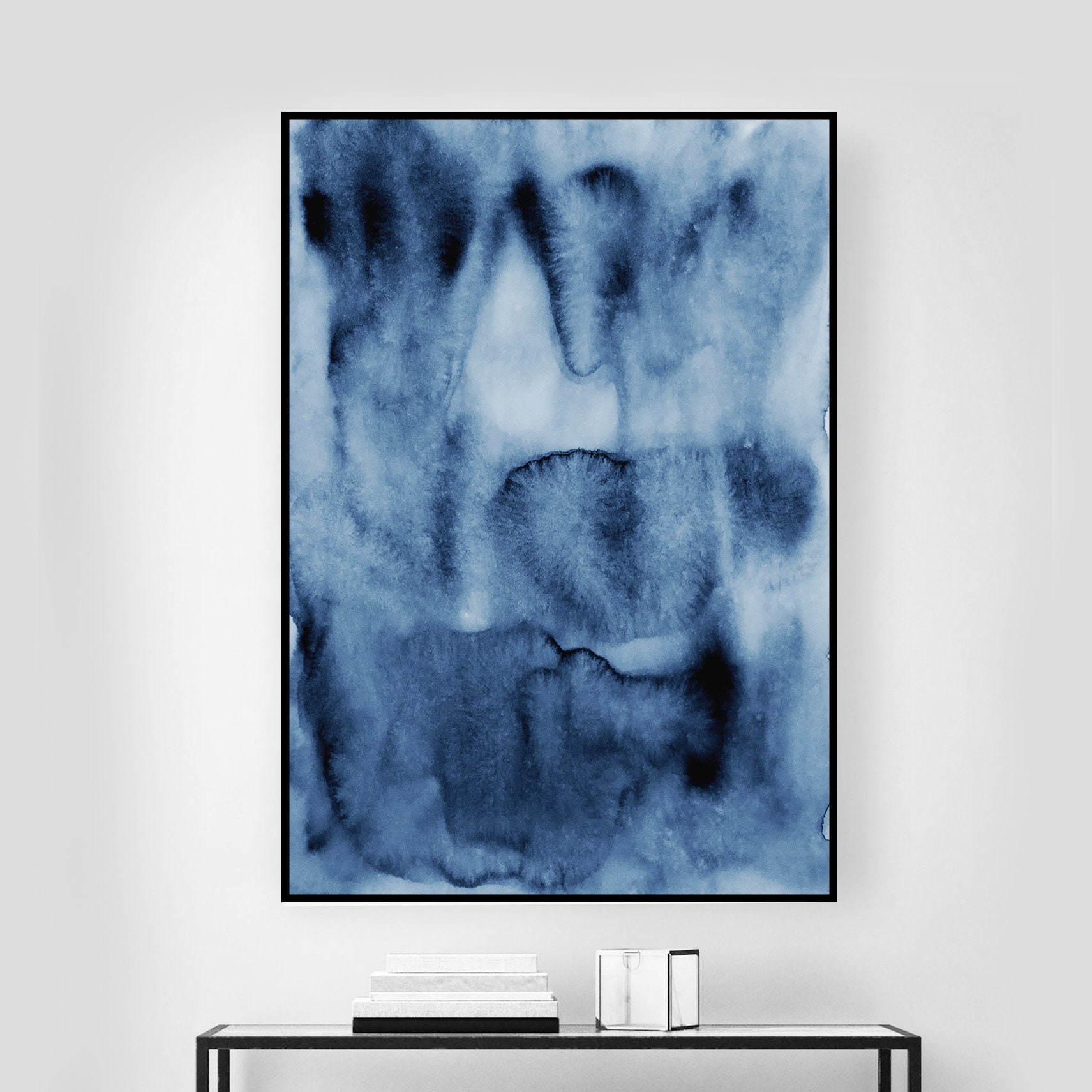Large Navy Blue Abstract Print Printable Wall Art - Etsy