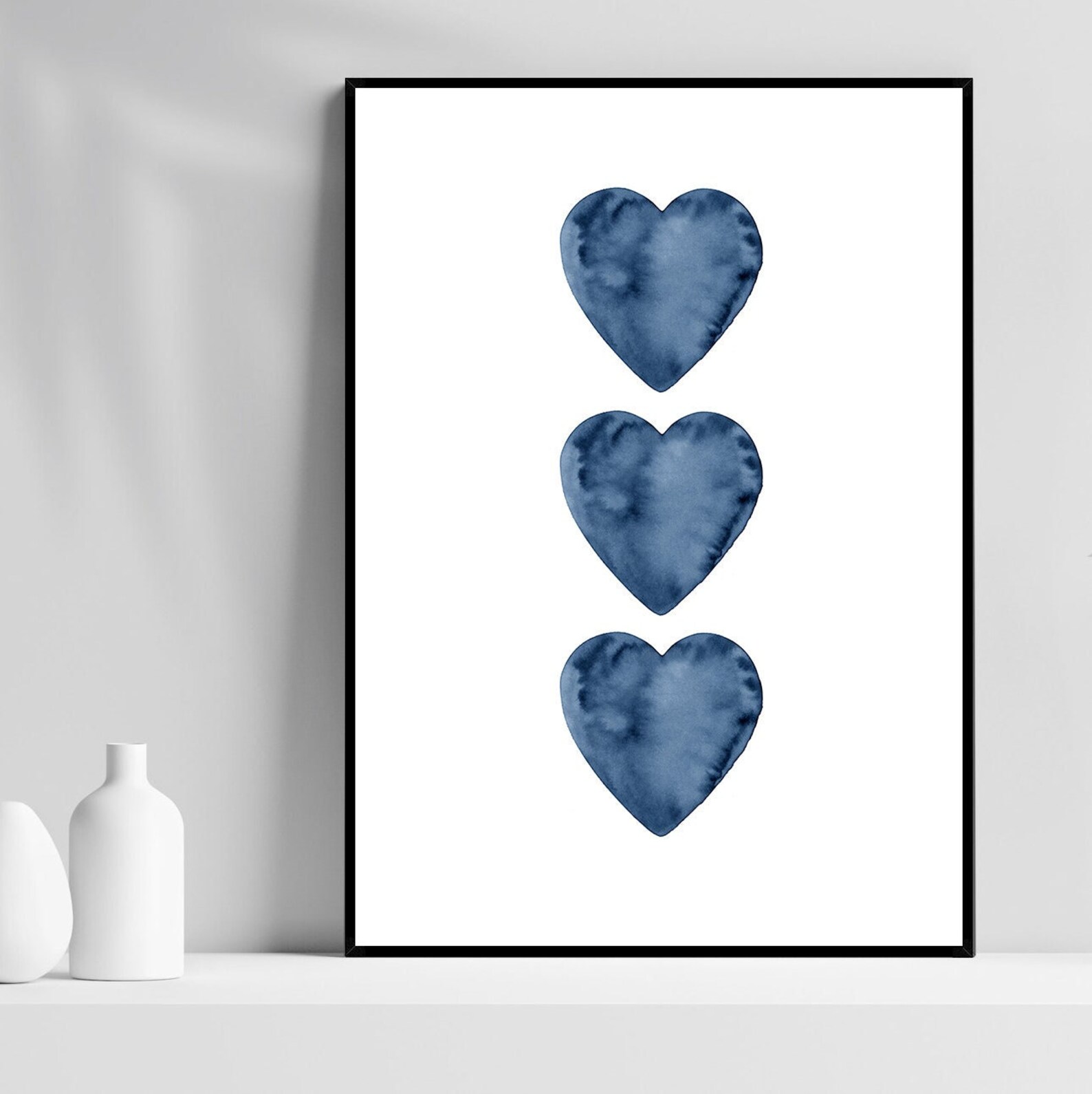 Navy Blue Heart Print Love Print Printable Heart Poster | Etsy