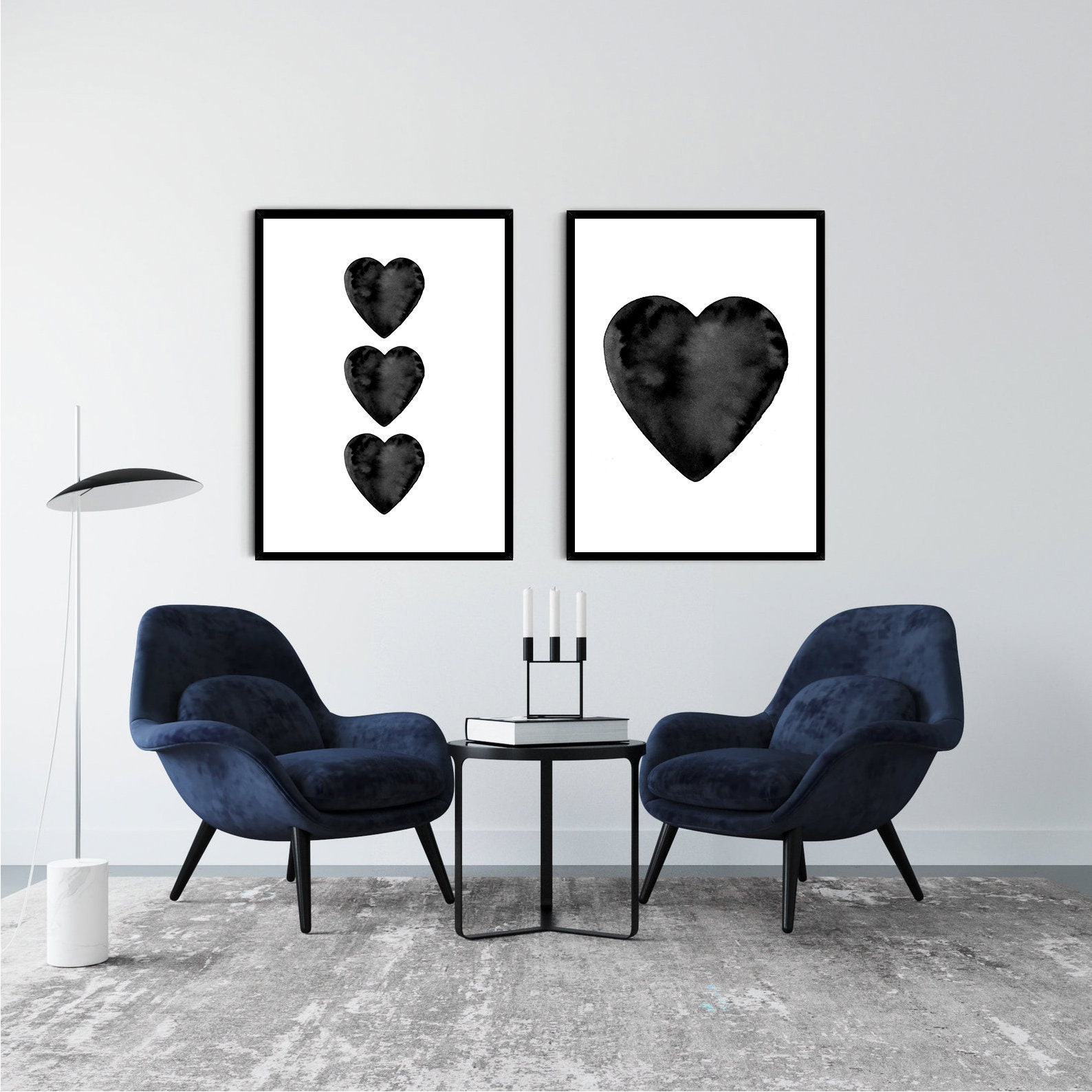 Set of 3 Prints, Love Heart Printable Wall Art, Printable Love Heart ...