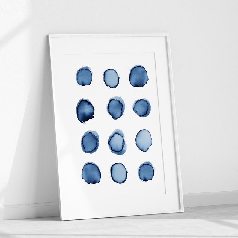 Blue Dots Abstract Watercolor Painting Printable Wall Art - Etsy