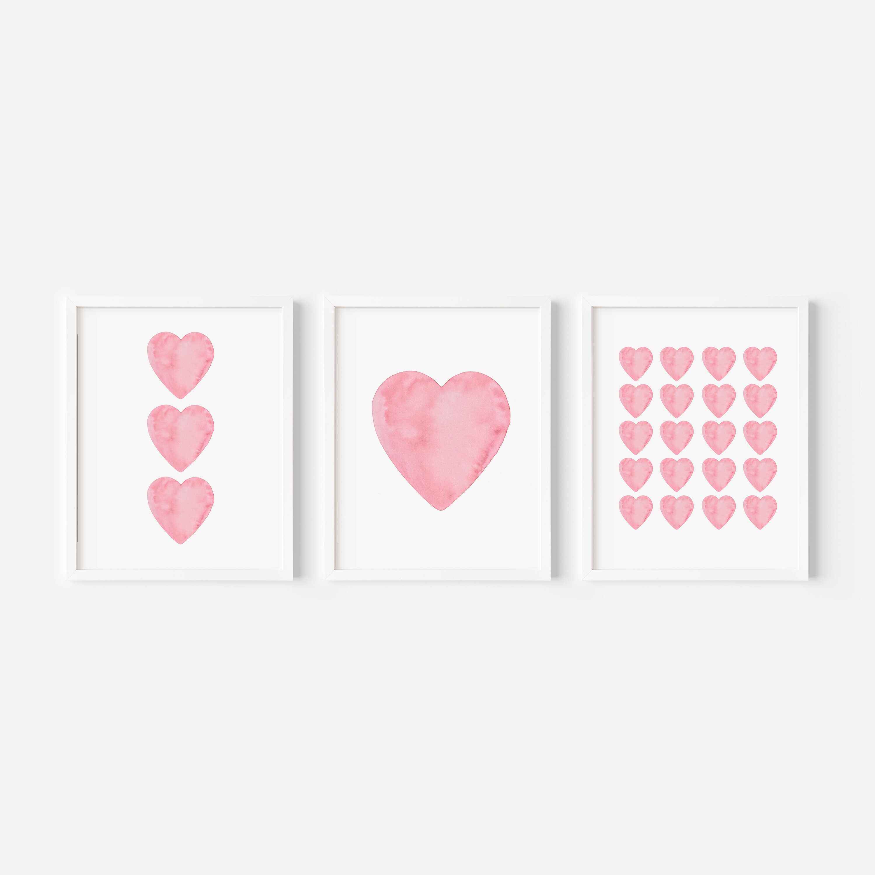 Pink Heart Print Set of 3 Prints Love Printable Wall Art - Etsy