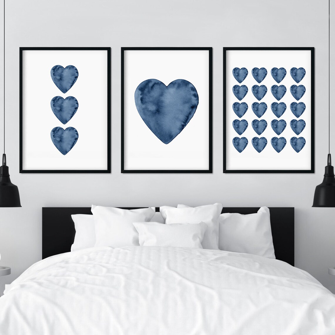 Navy Blue Heart Print Love Print Printable Heart Poster | Etsy