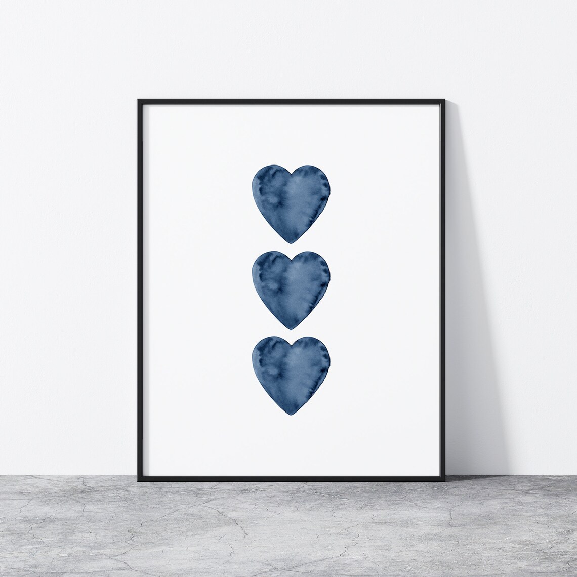 Navy Blue Heart Print Love Print Printable Heart Poster | Etsy