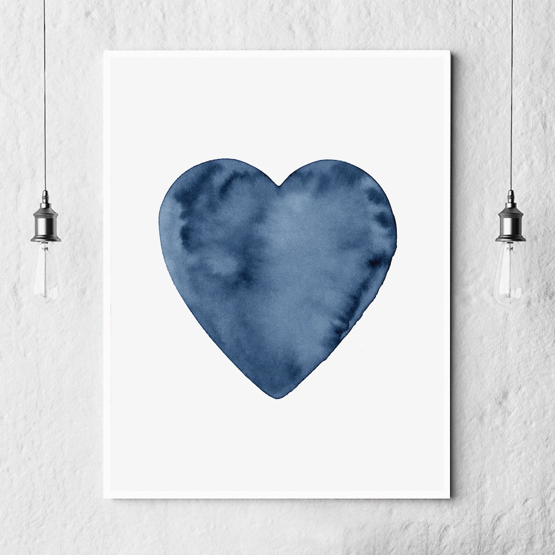 Navy Blue Heart Print Mothers Day Gift Love Printable Wall | Etsy