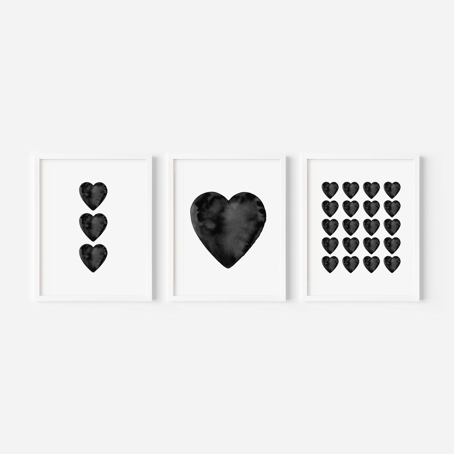Set of 3 Prints, Love Heart Printable Wall Art, Printable Love Heart ...