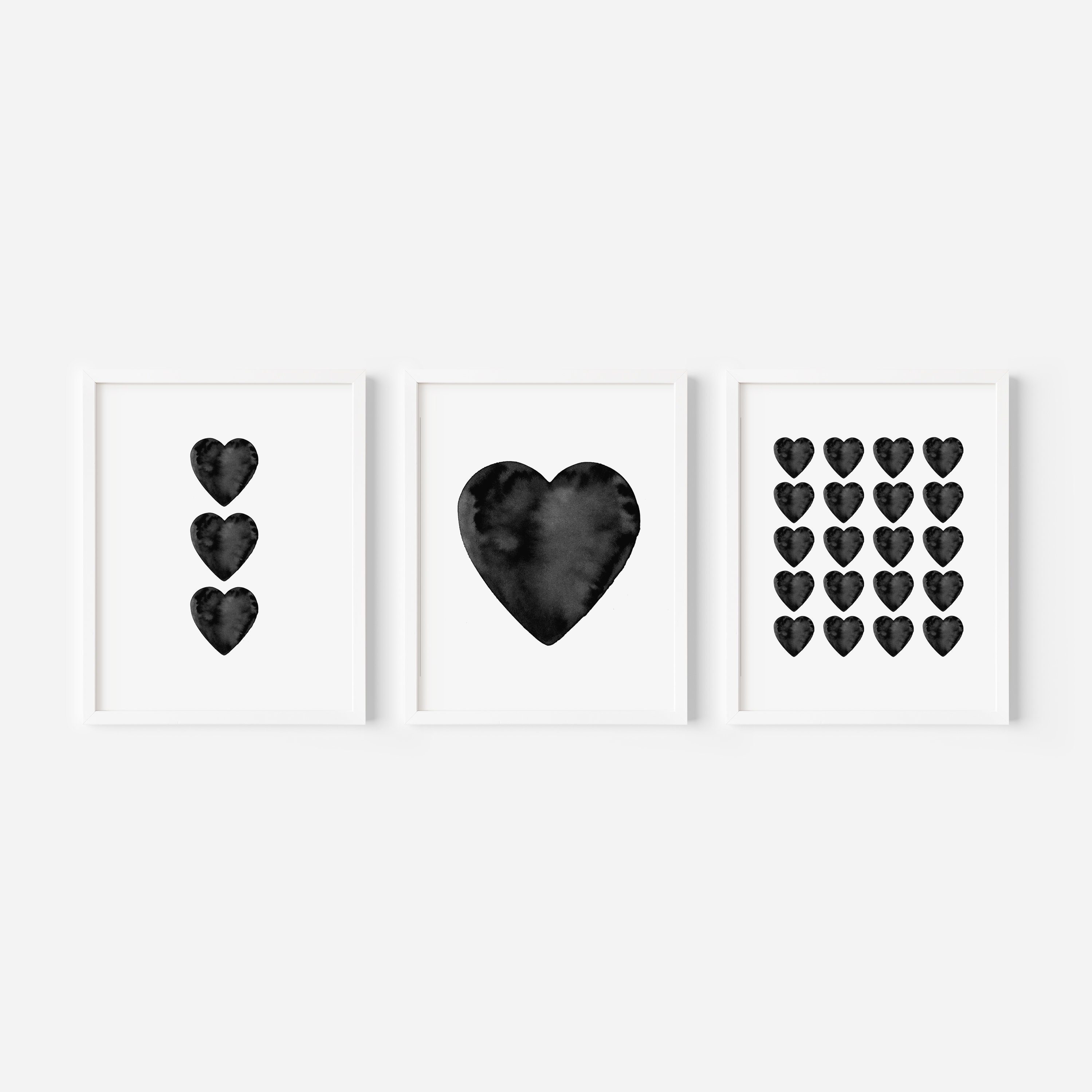 Set of 3 Prints, Love Heart Printable Wall Art, Printable Love Heart ...