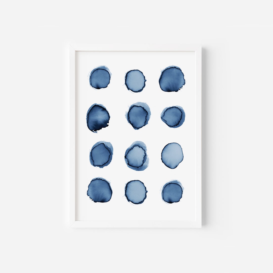 Blue Dots Abstract Watercolor Painting Printable Wall Art - Etsy