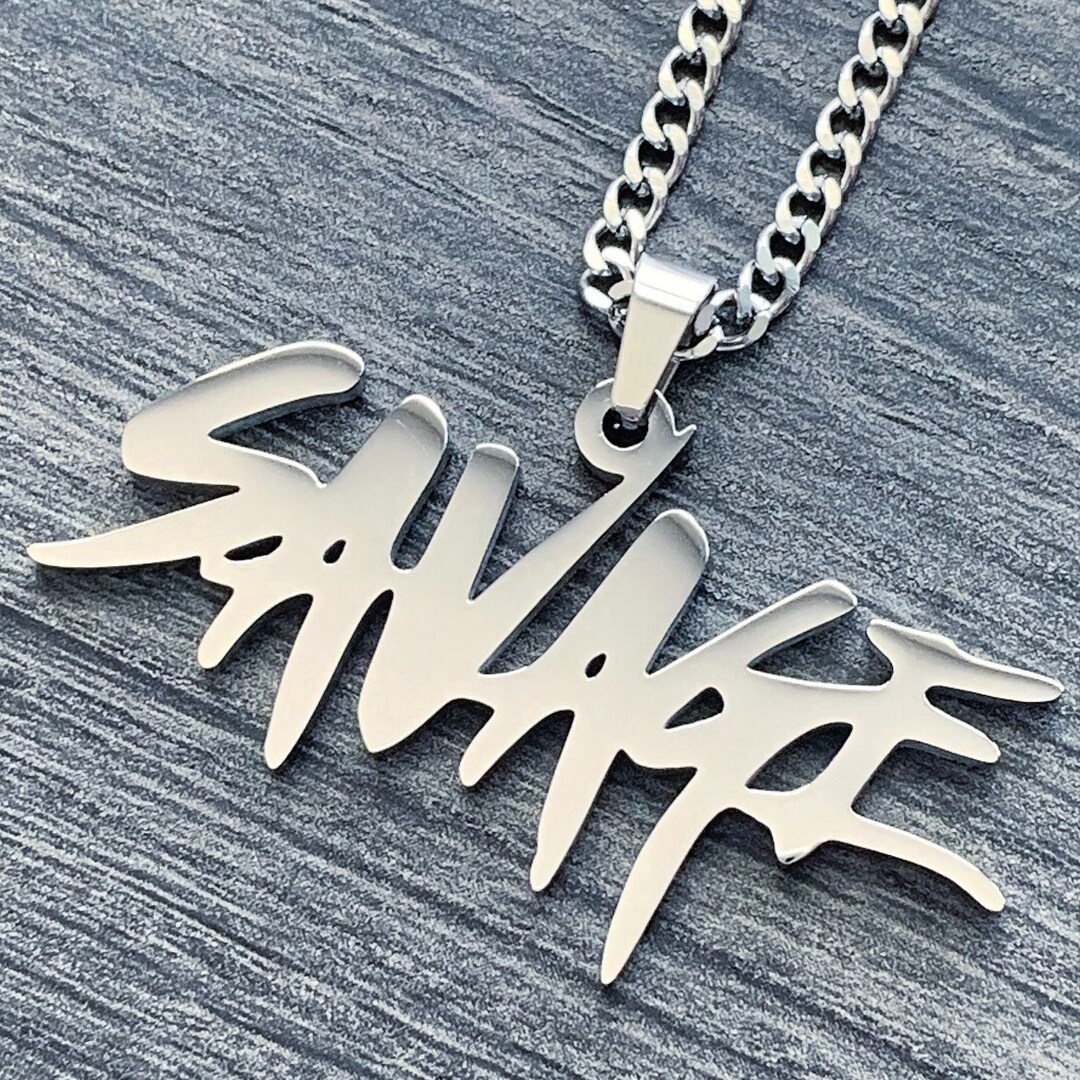 SAVAGE Chain Polished Stainless Steel 21 Savage Necklace - Etsy