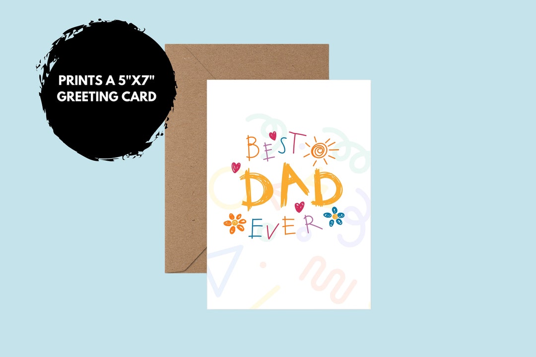 Printable Best Dad Ever Crayon Drawing Father's Day Card, Print Card at ...
