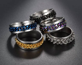 Punk Chain Ring Men - Etsy