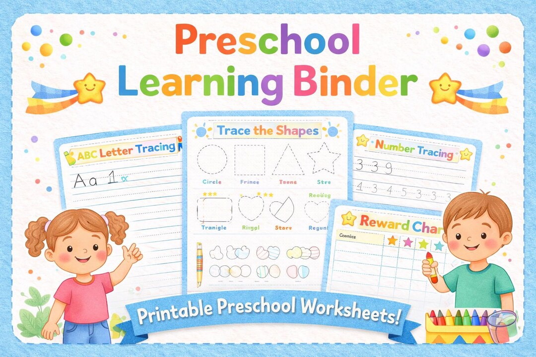 Preschool Learning Binder Printable | Alphabet Numbers Shapes ...
