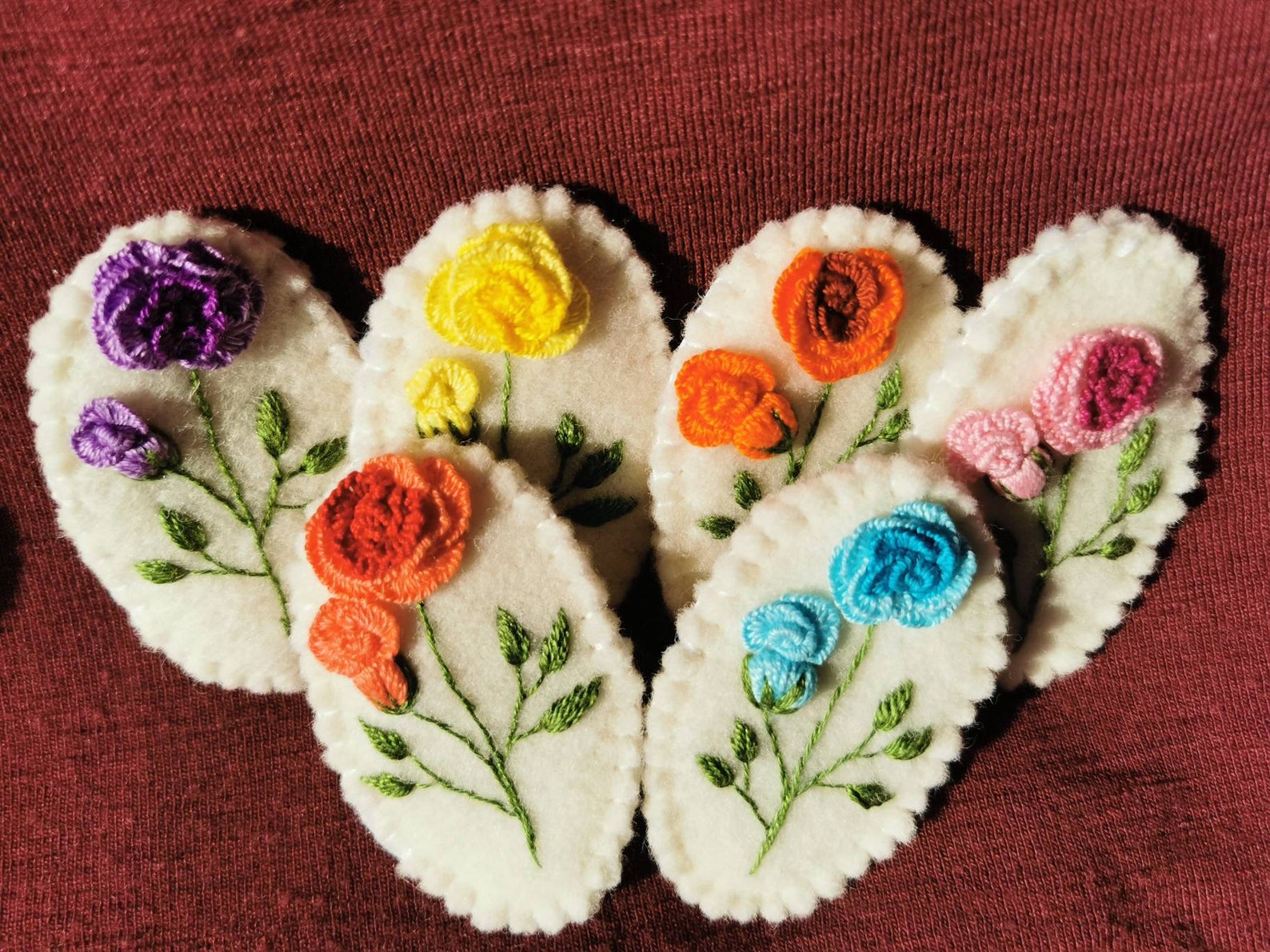 Rose Hand Embroidery Wool Felt Brooch, Rose Embroidery - Etsy
