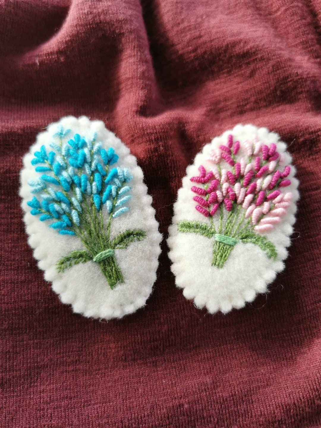 Hand Embroidered Flower Bouquet Brooch, Wool Felt Embroidered Brooch ...