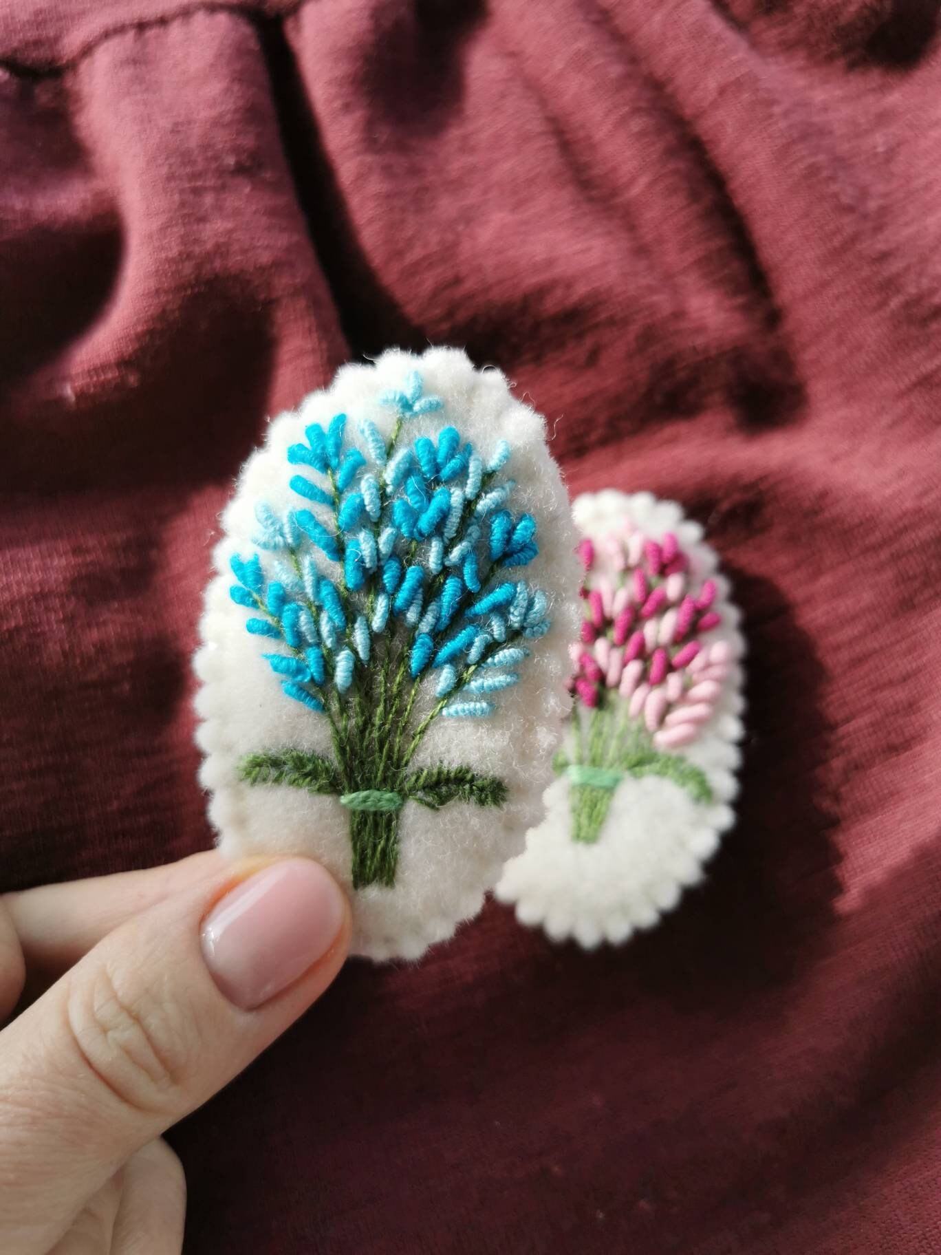 Hand Embroidered Flower Bouquet Brooch, Wool Felt Embroidered Brooch ...