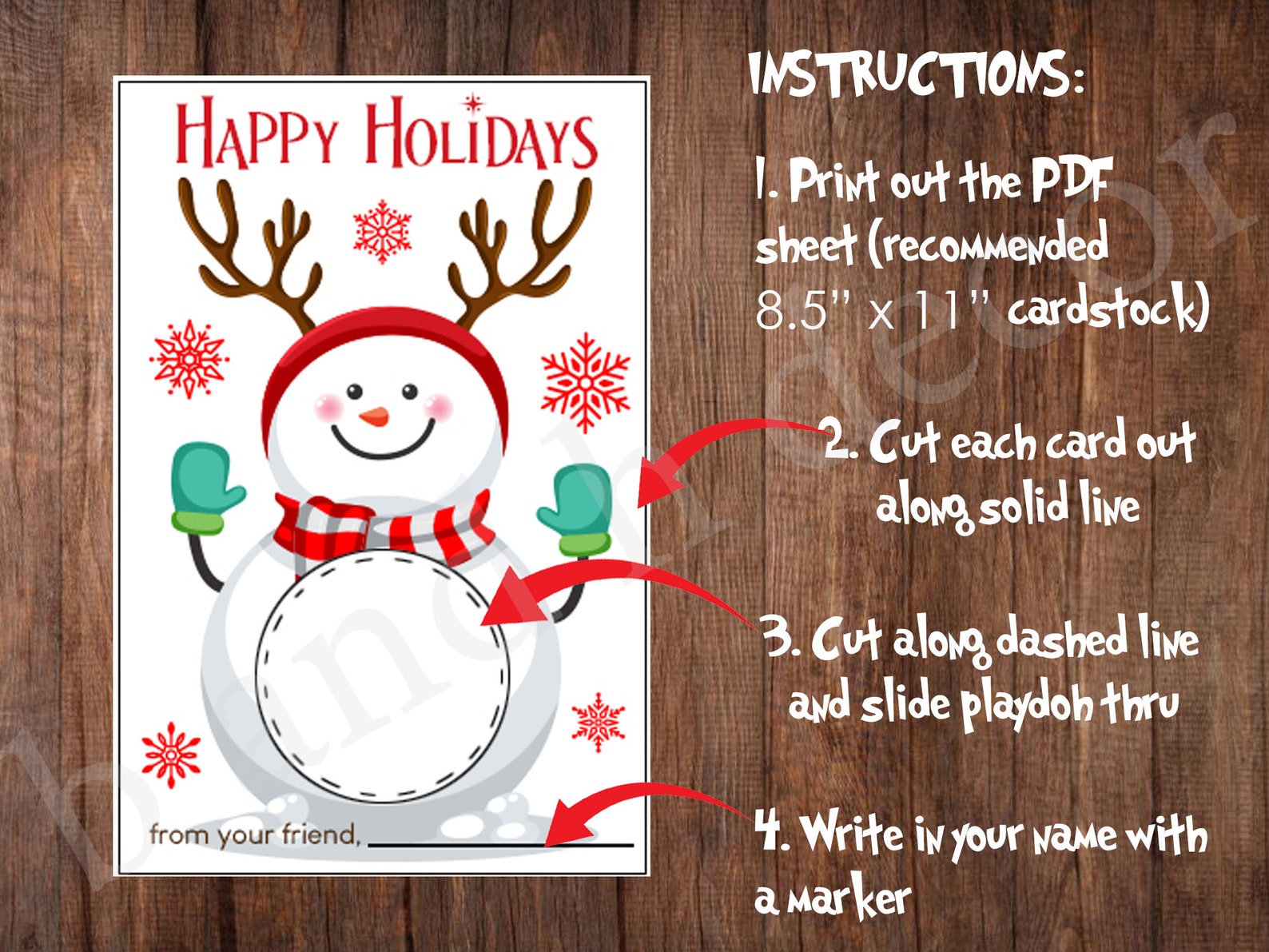 Snowman Playdoh Cards/ Printable/ DIY/ Digital File Download - Etsy