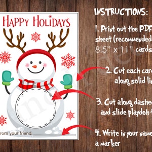 Snowman Playdoh Cards/ Printable/ DIY/ Digital File Download - Etsy