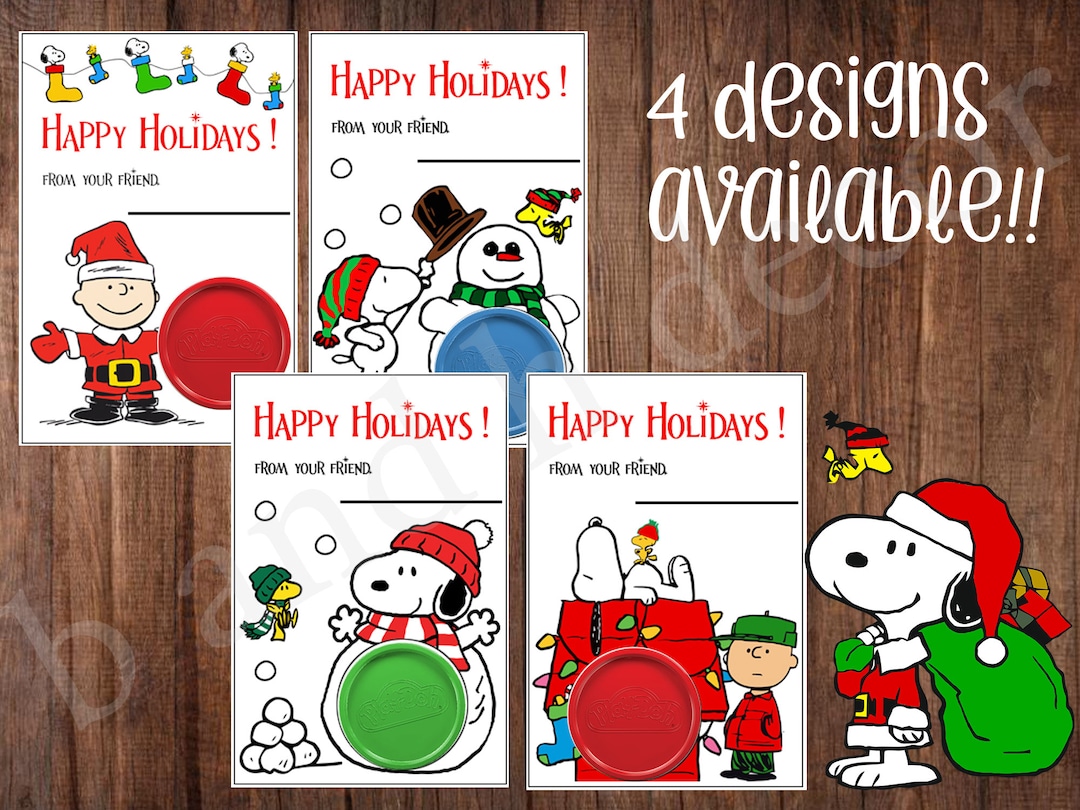 Snoopy Christmas Playdoh Cards/ Printable/ DIY/ Digital File Download ...