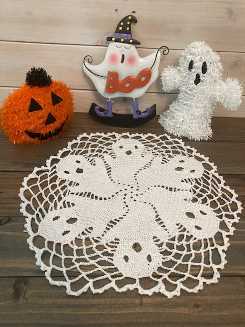 Handmade Crochet Ghost Doily - Halloween Centerpiece - Etsy