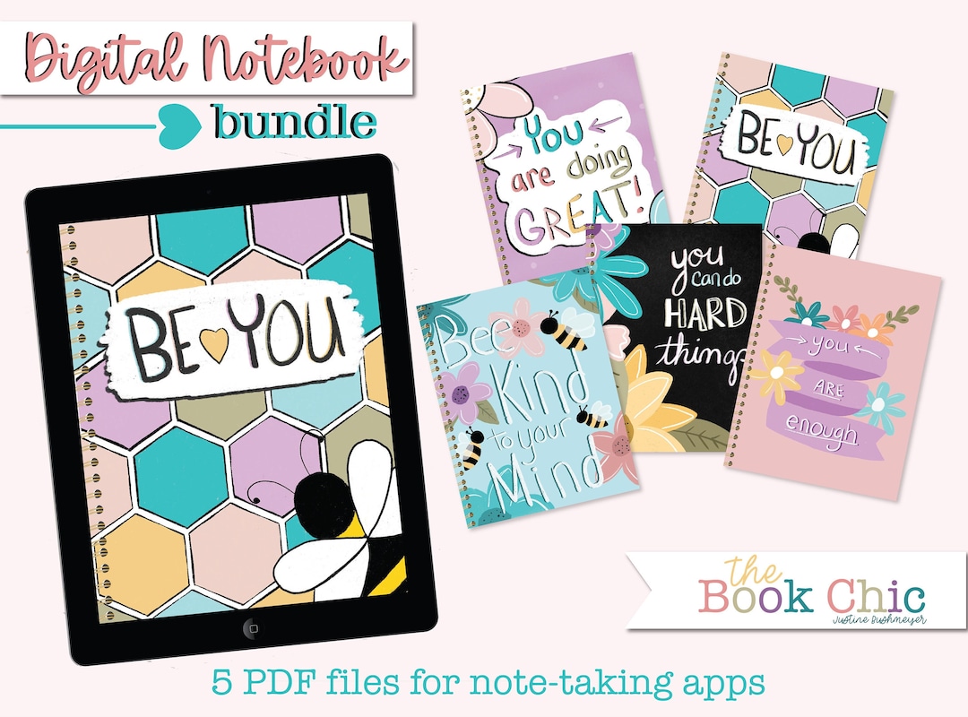 Inspirational Digital Notebooks, Cute Goodnotes Notebook Bundle ...