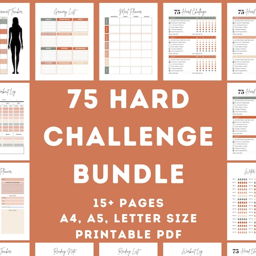75 Hard Challenge Tracker 75 Hard Challenge Fitness Planner - Etsy