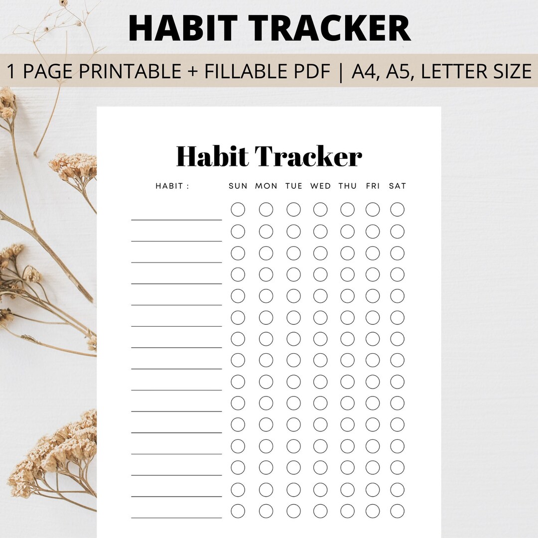 Habit Tracker Printable, Habit Tracking Template Build Better Habits ...