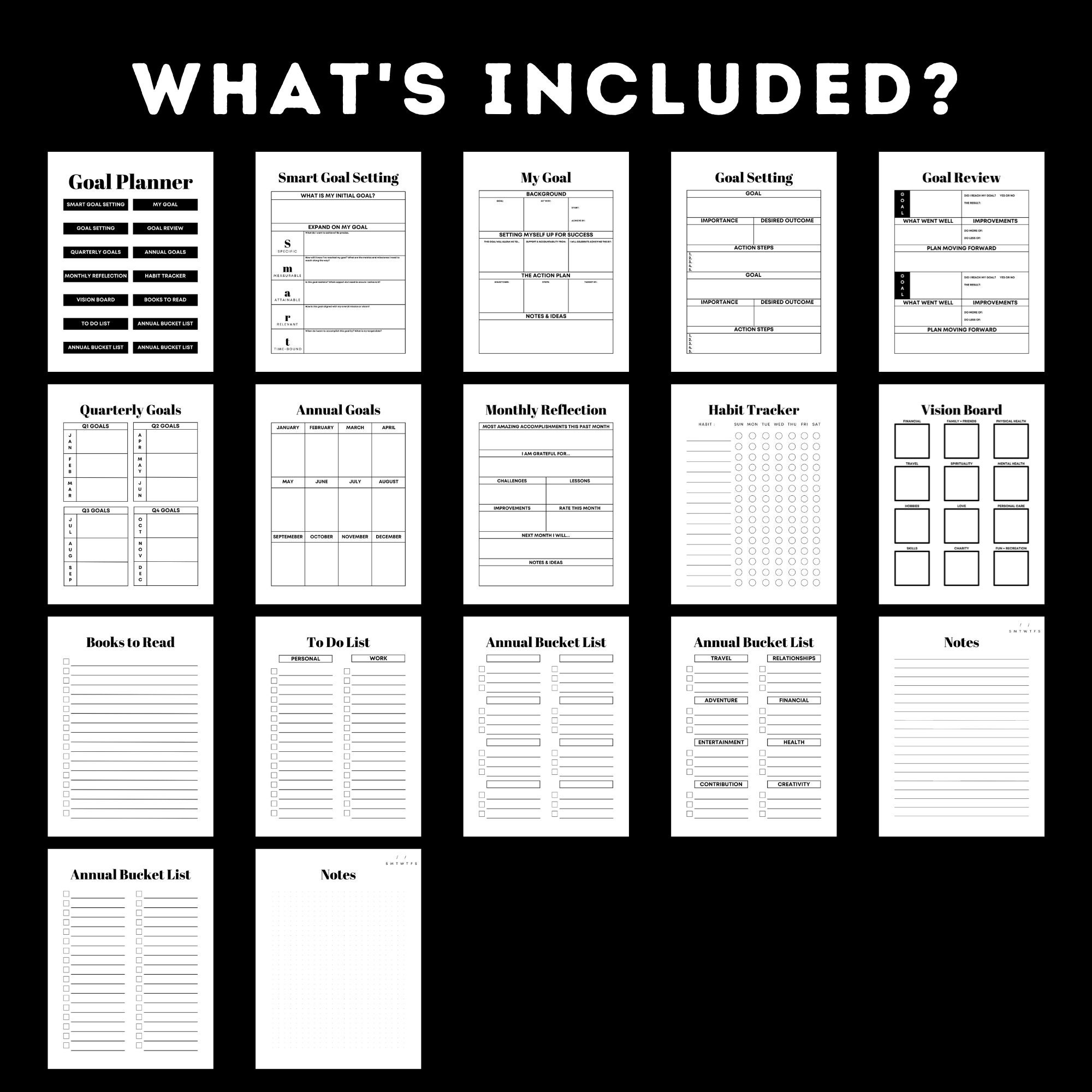 Goal Planner Bundle 2022 Goals Tracker Smart Goal Setting Etsy