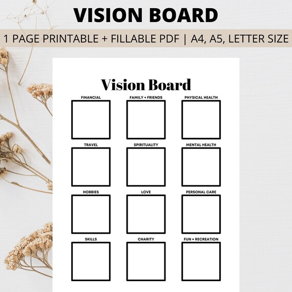 Vision Board Printable Goal Planning Template Visualize - Etsy